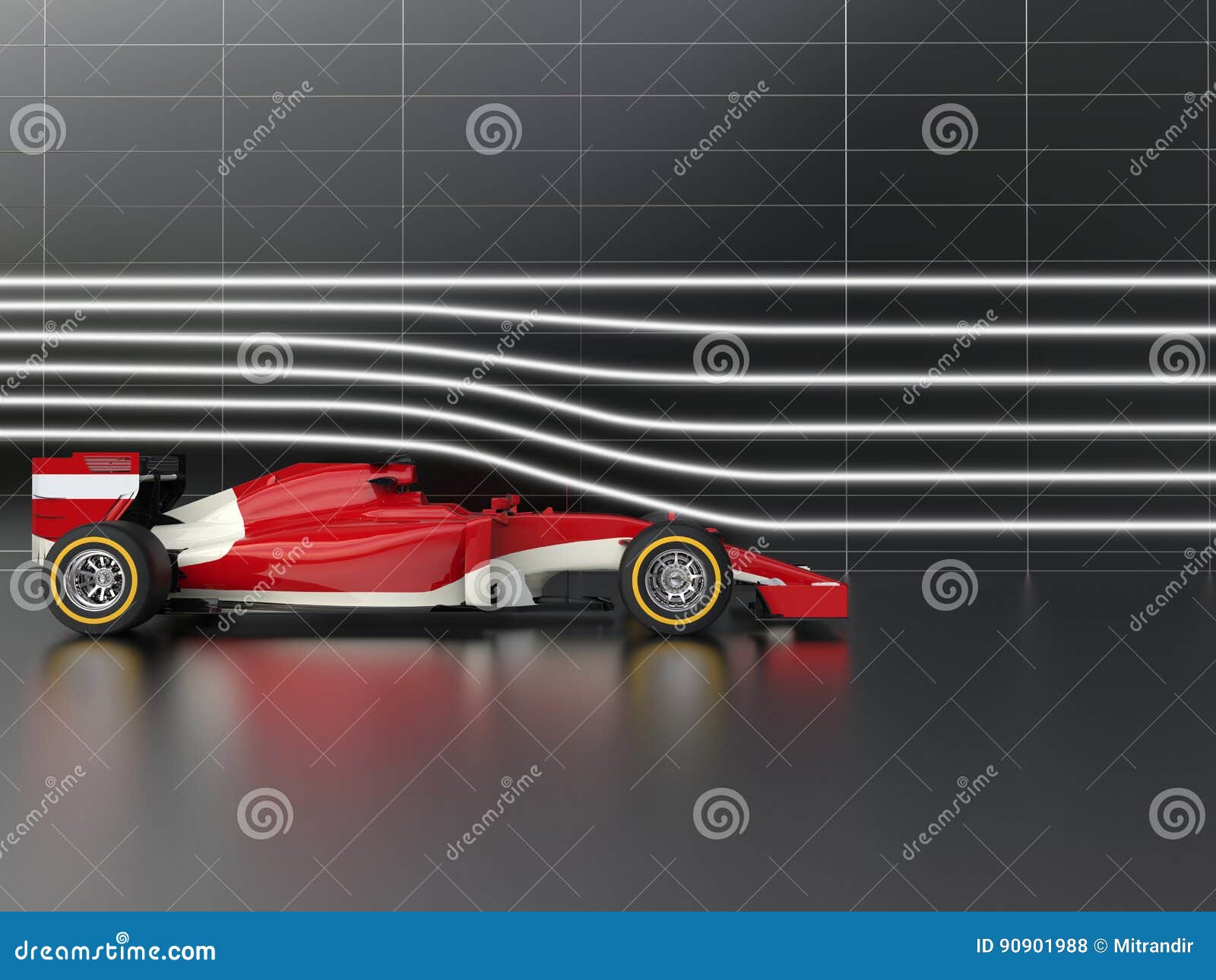 Red Fast Formula Racing Car in Wind Tunnel Stock Illustration ...