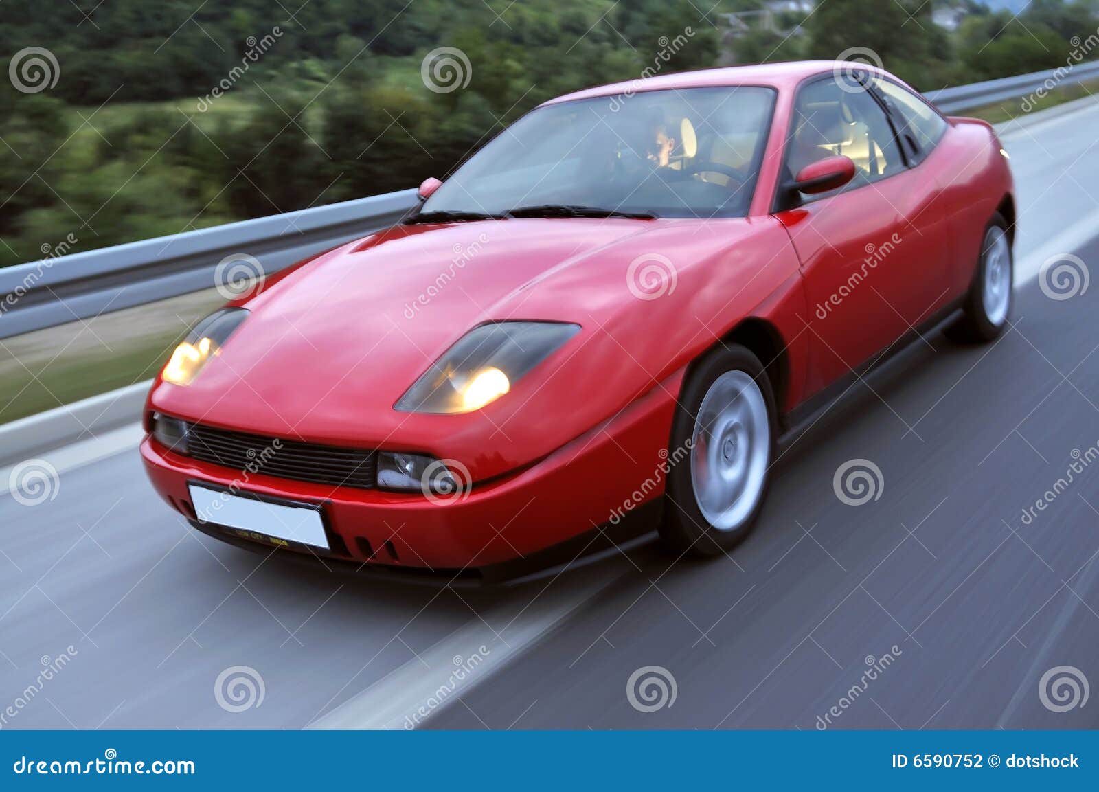 Red Fast Racing Car Onthe Highway Stock Photo - Image of engine, coupe ...