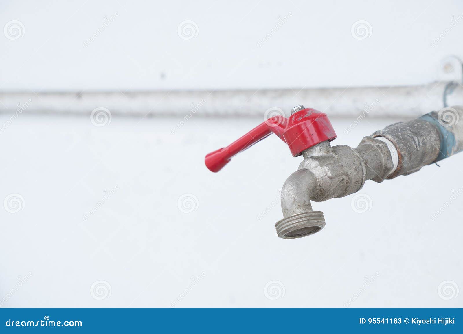Red Faucet Handle Puller and Faucet Pipe Stock Image - Image of remodel ...