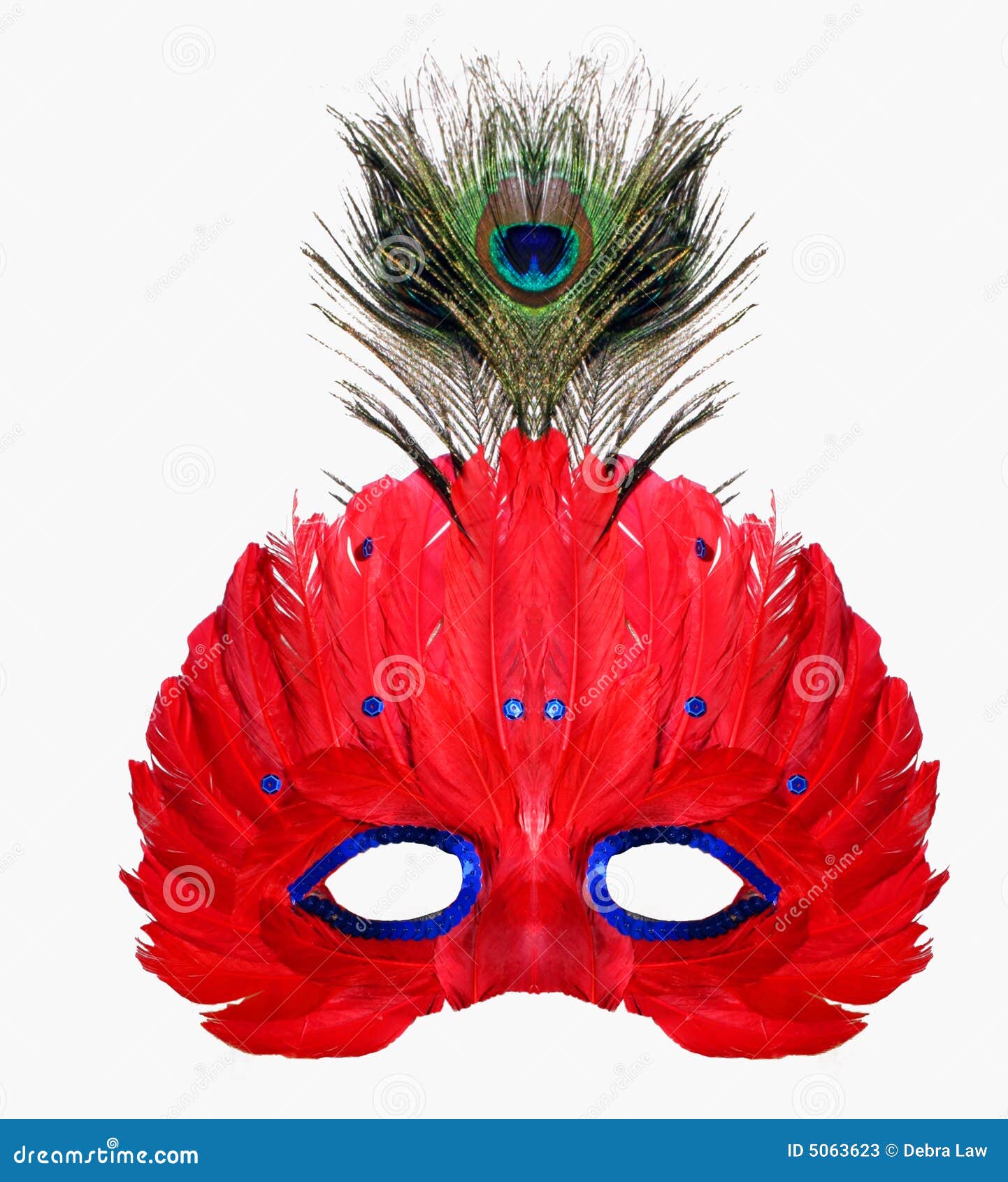 Red Feather Masquerade Mask Stock Image - Image of blue, bird: 5063623