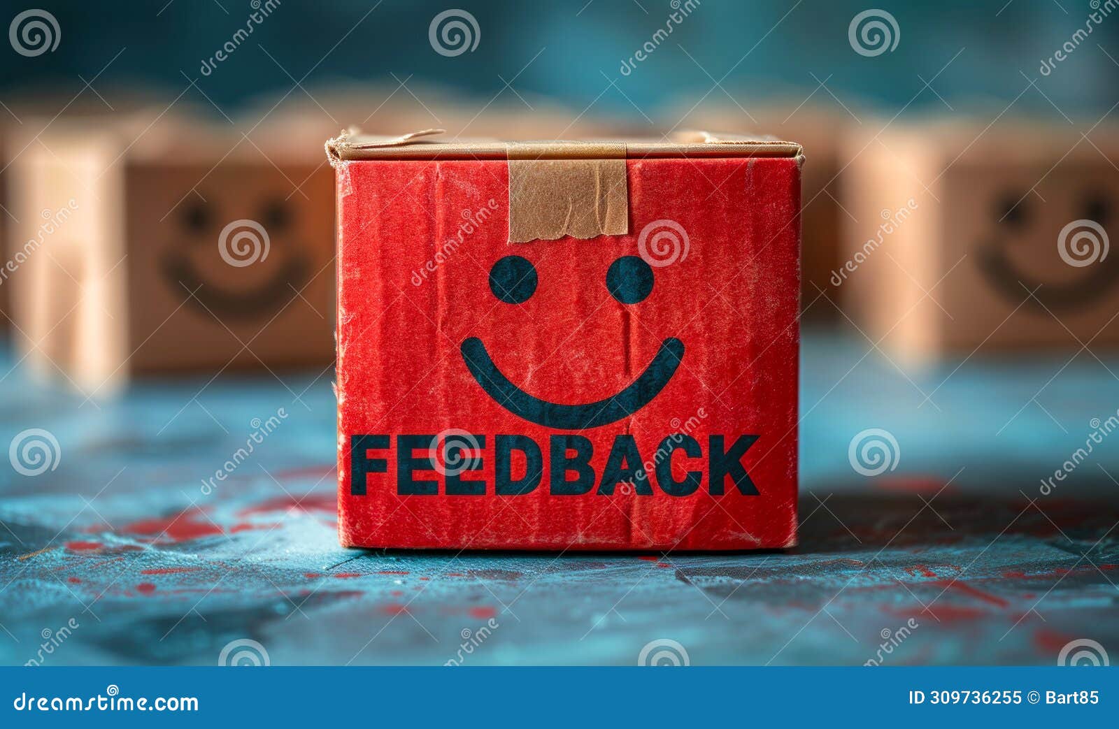 Red Feedback Box with Paper Feedback Forms Inside Highlighting the ...