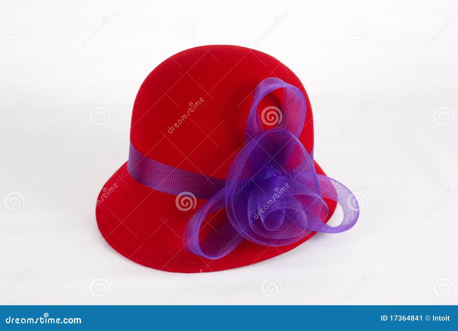 Red Felt Hat with Purple Ribbon Stock Image - Image of accessory, wear ...