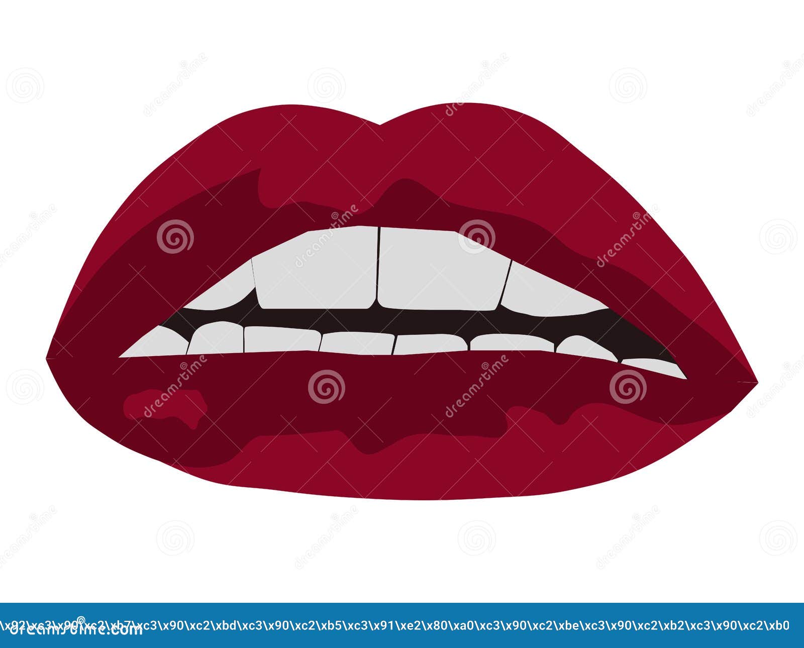 Red female lips with teeth stock vector. Illustration of purple - 240125864
