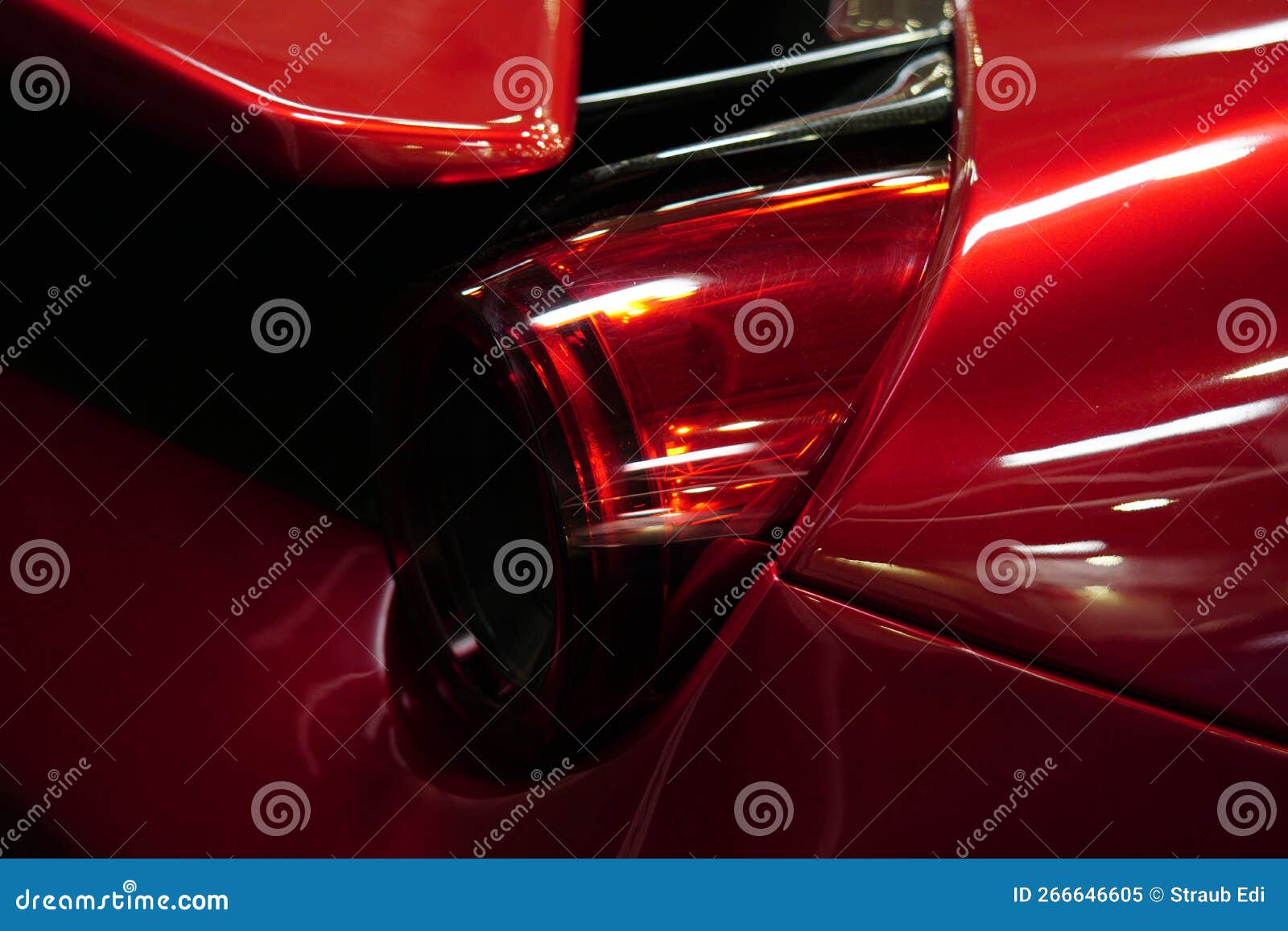 Red Ferrari backlight stock image. Image of bumper, sedan - 266646605