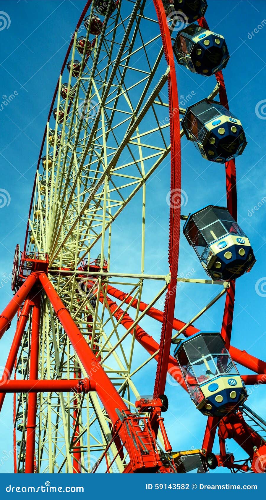 The Red Ferris Wheel, Lockers and Sky Stock Photo - Image of ferris ...