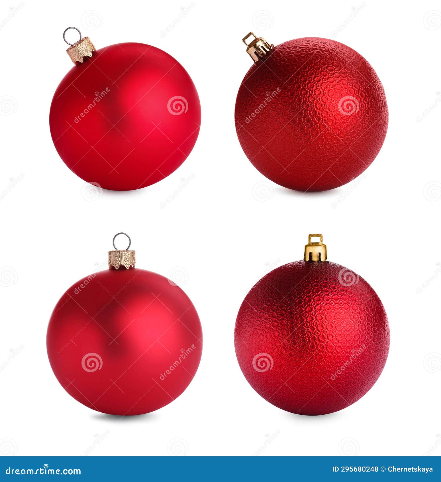 Red Festive Baubles Isolated on White, Collection Stock Photo - Image ...