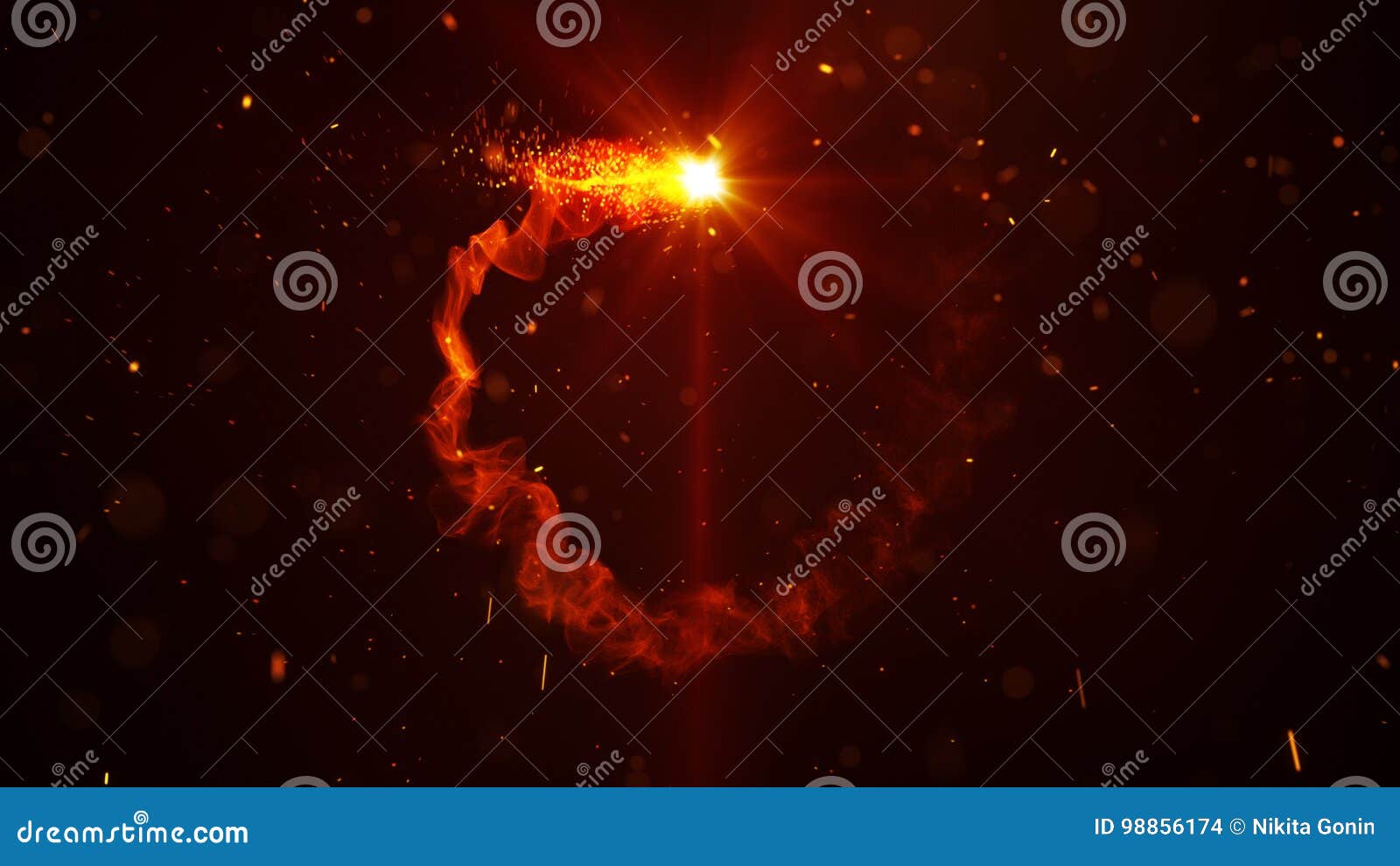 Red Fiery Circle Light Trail Abstract Illustration Stock Illustration ...