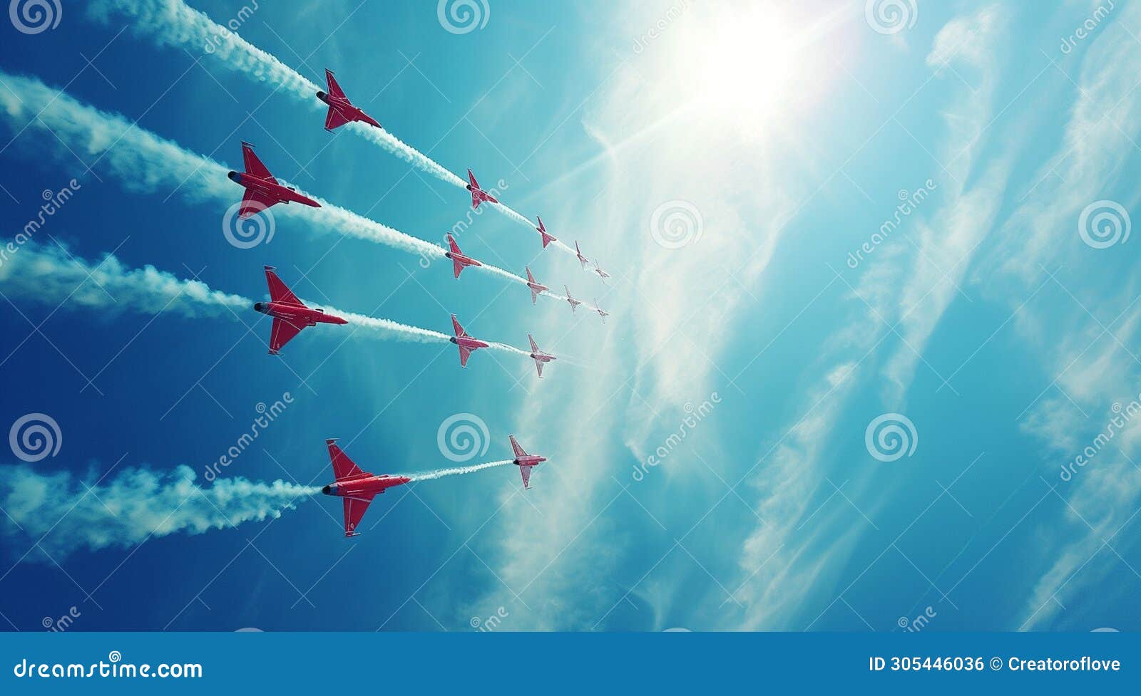 Red Fighter Jet Flying on the Blue Sky Stock Illustration ...