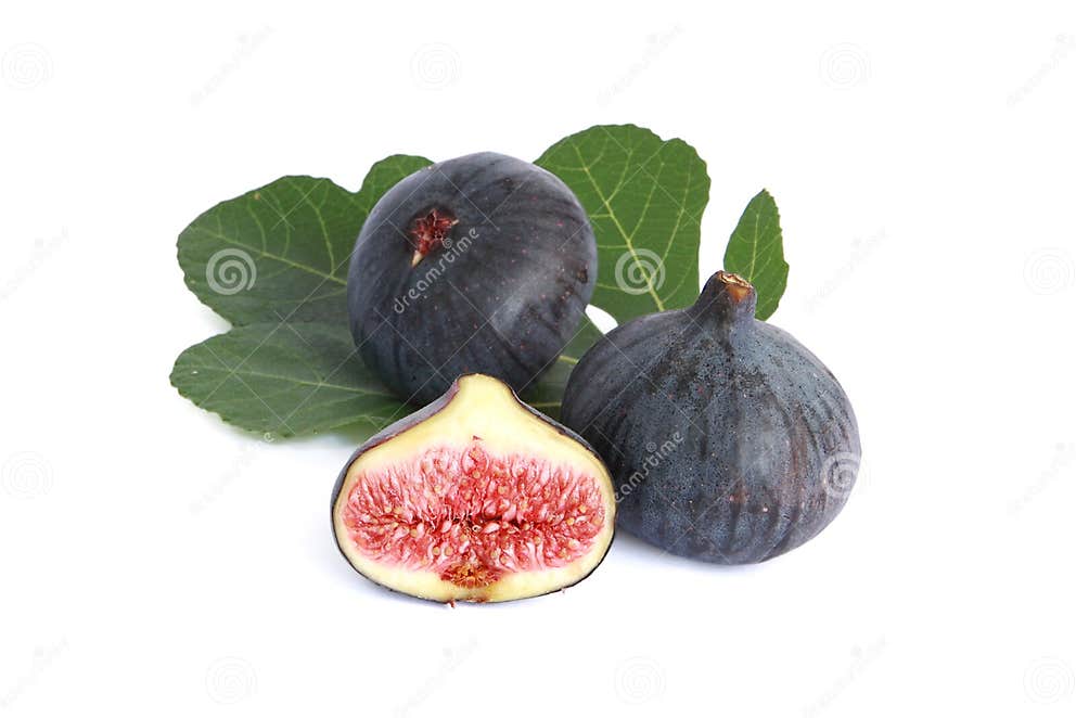 Red figs with leaf stock image. Image of isolated, vitamin - 255932011