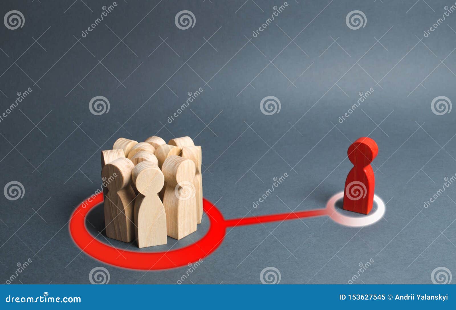Red Figure of a Man and a Crowd of People are Connected by an Abstract ... Red Figure of a Man and a Crowd of People are Connected by an Abstract ...