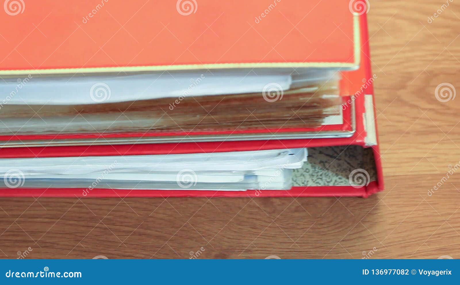 Red File Folders, Ring Binders on Office Table, Full HD Stock Footage ...