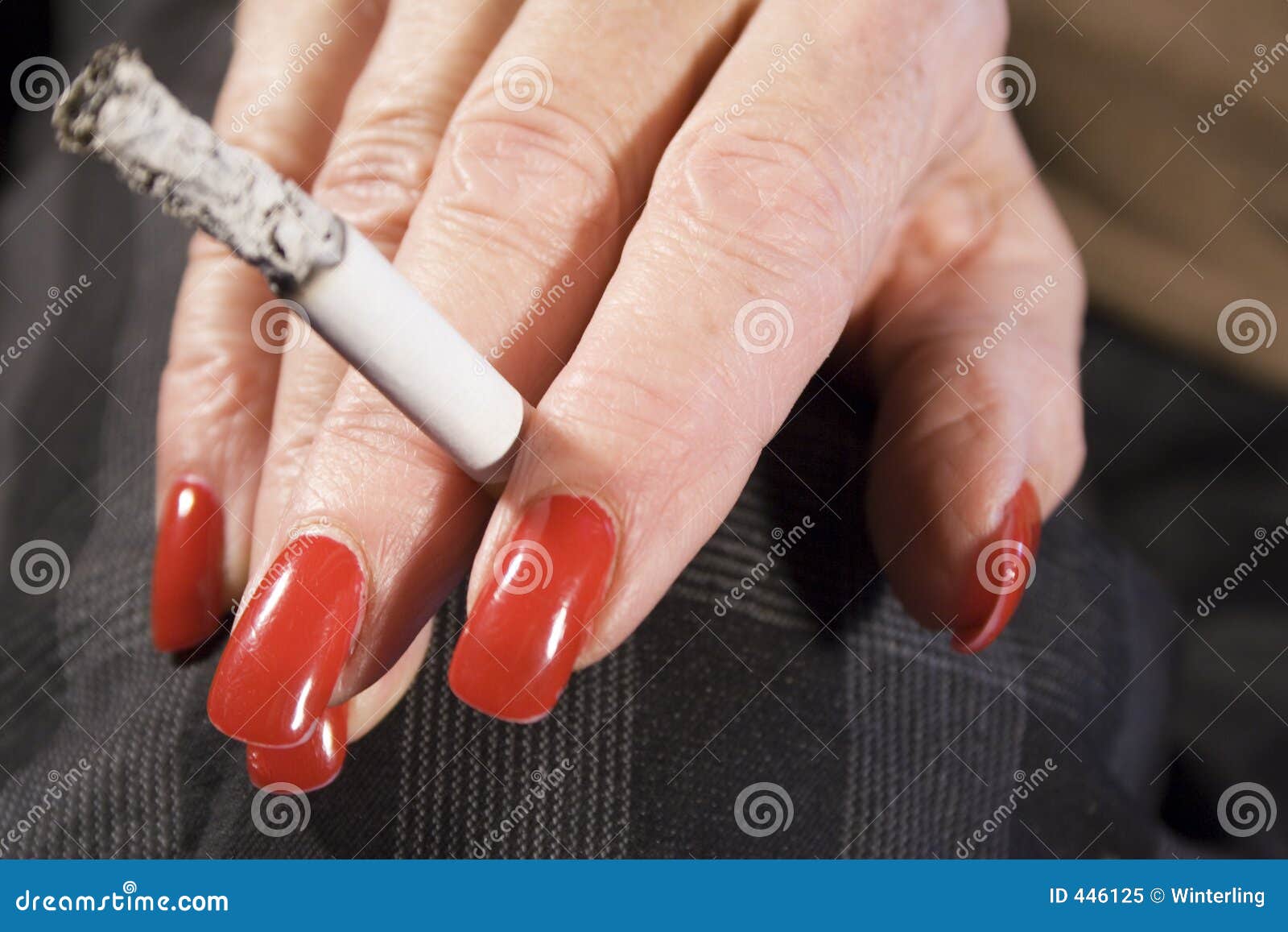 Red Fingernails and Cigarette (Front View) Stock Image - Image of ...