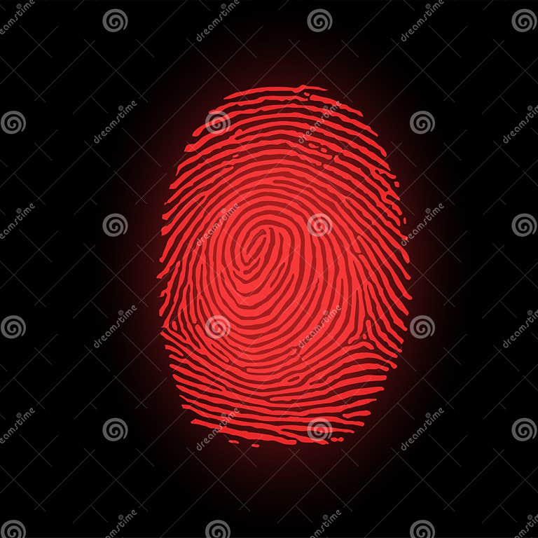 Red Fingerprint on Black Background, Vector Illustration Stock Vector ...