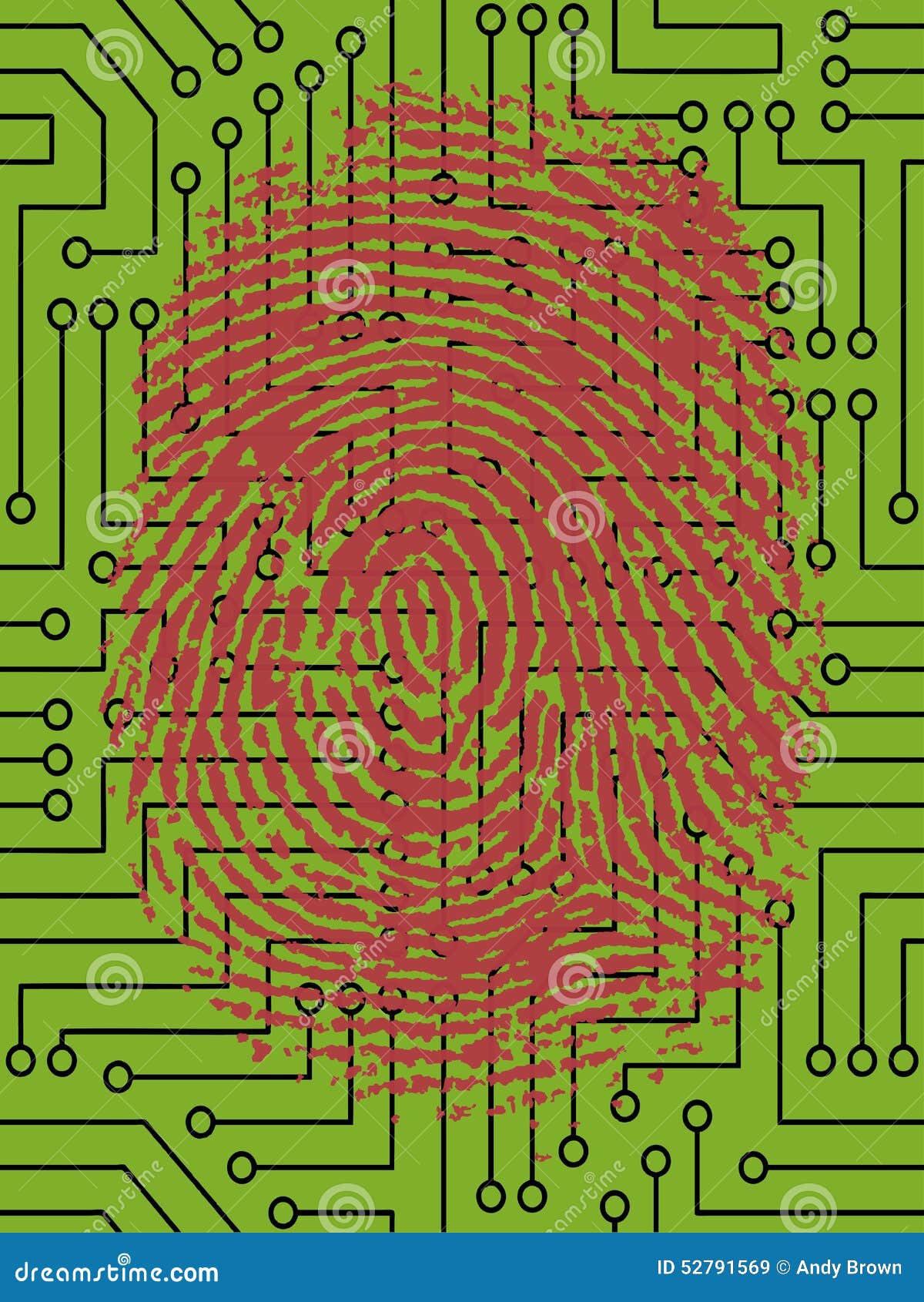 Red FingerPrint on Circuit Board Stock Vector - Illustration of mark ...