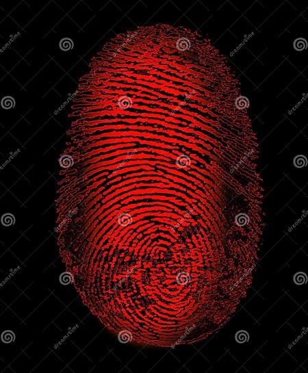 Red Fingerprint Identity Biometrics Security Stock Image - Image of ...