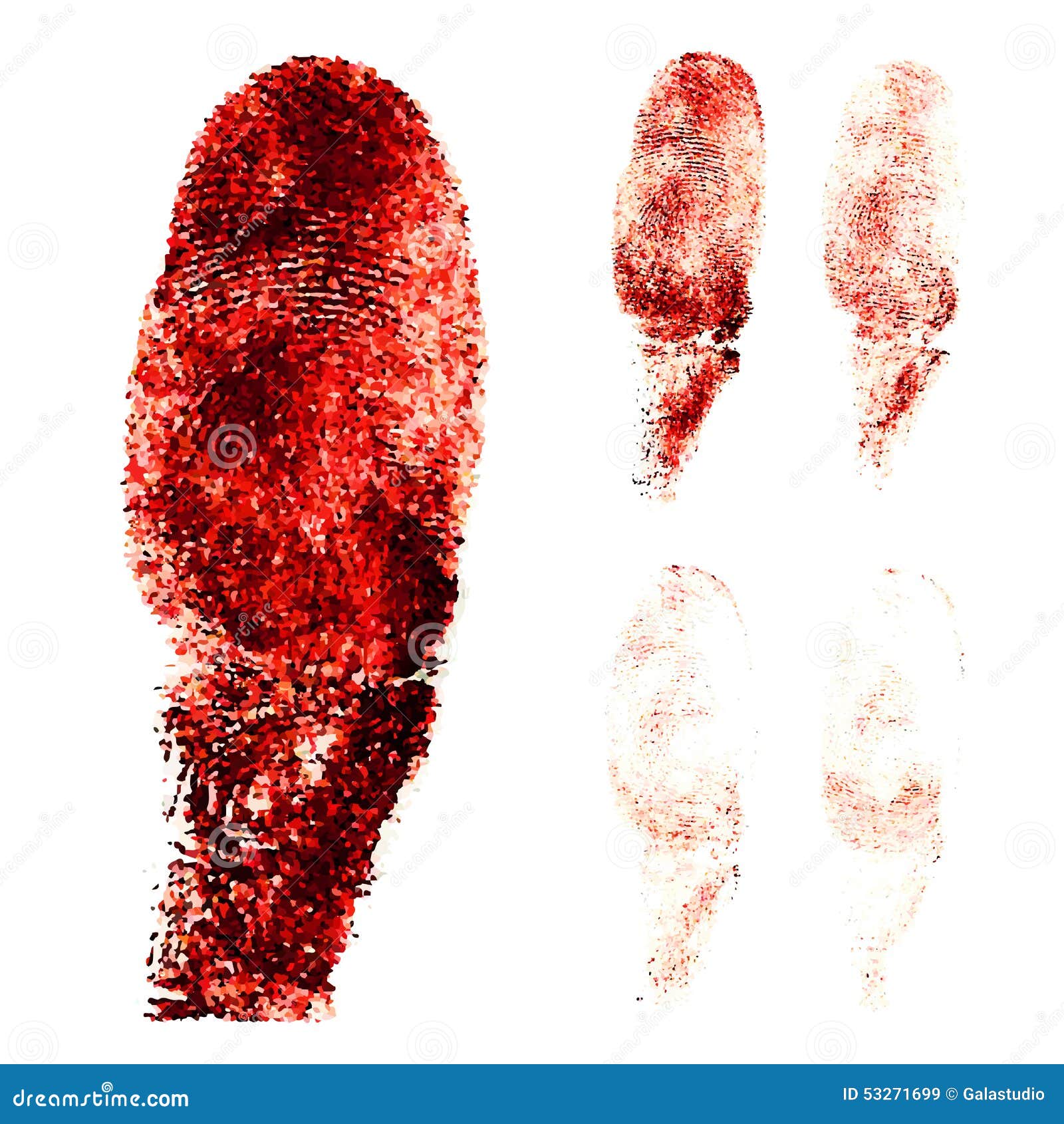 Red Fingers Print on White Background. Stock Illustration ...