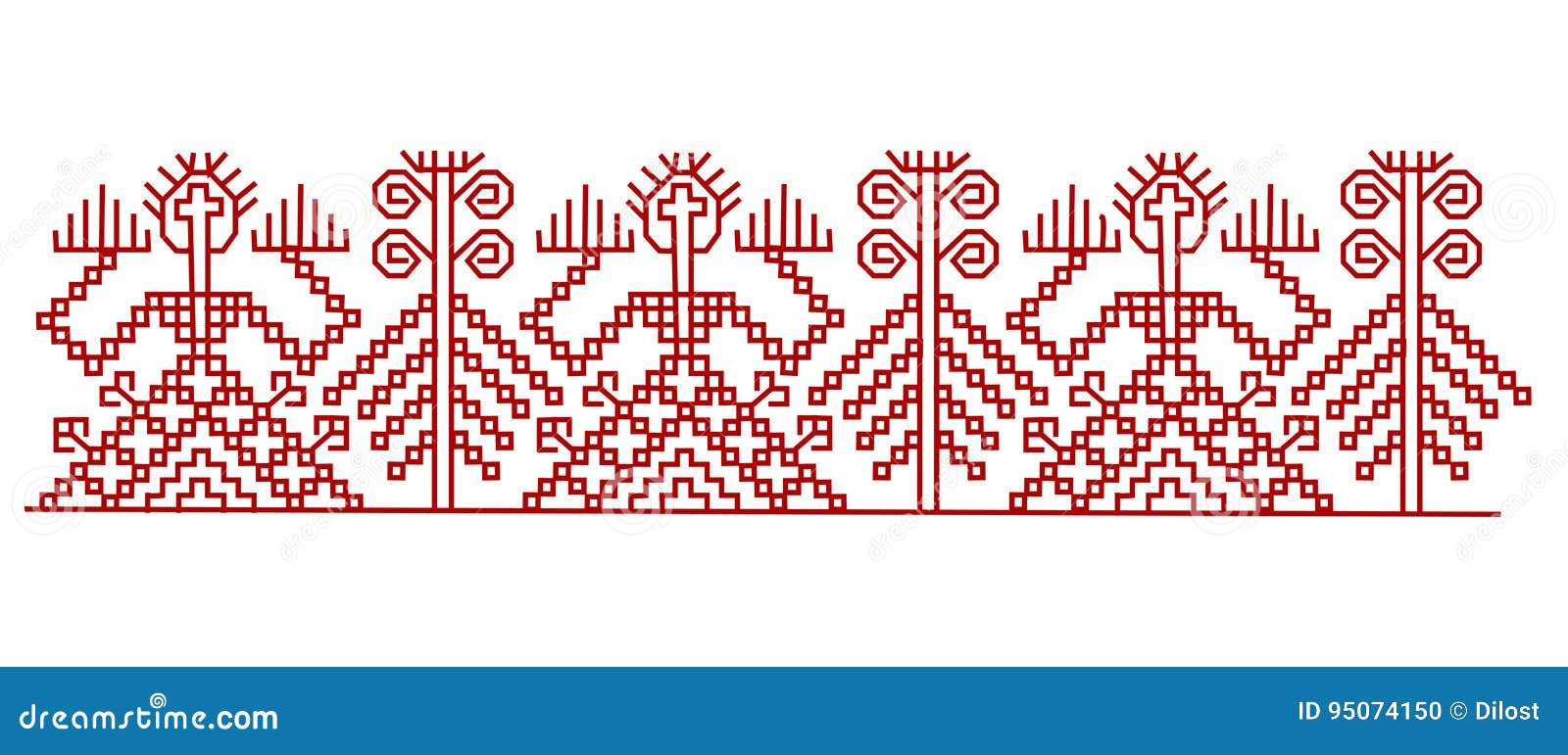 Red Finnish Ornament Design Elements. Stock Vector - Illustration of ...