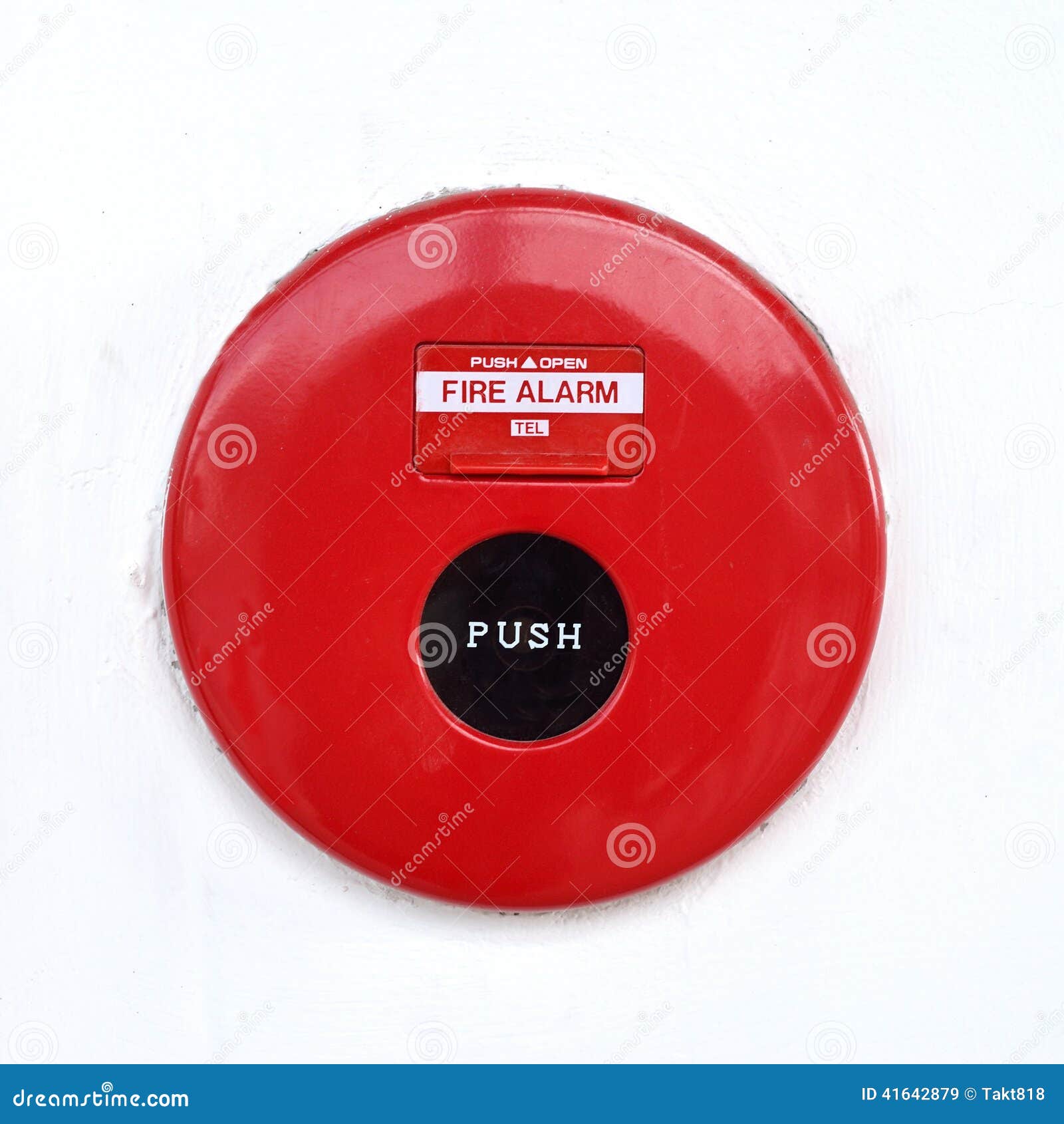 Red fire alarm bell stock image. Image of danger, button - 41642879