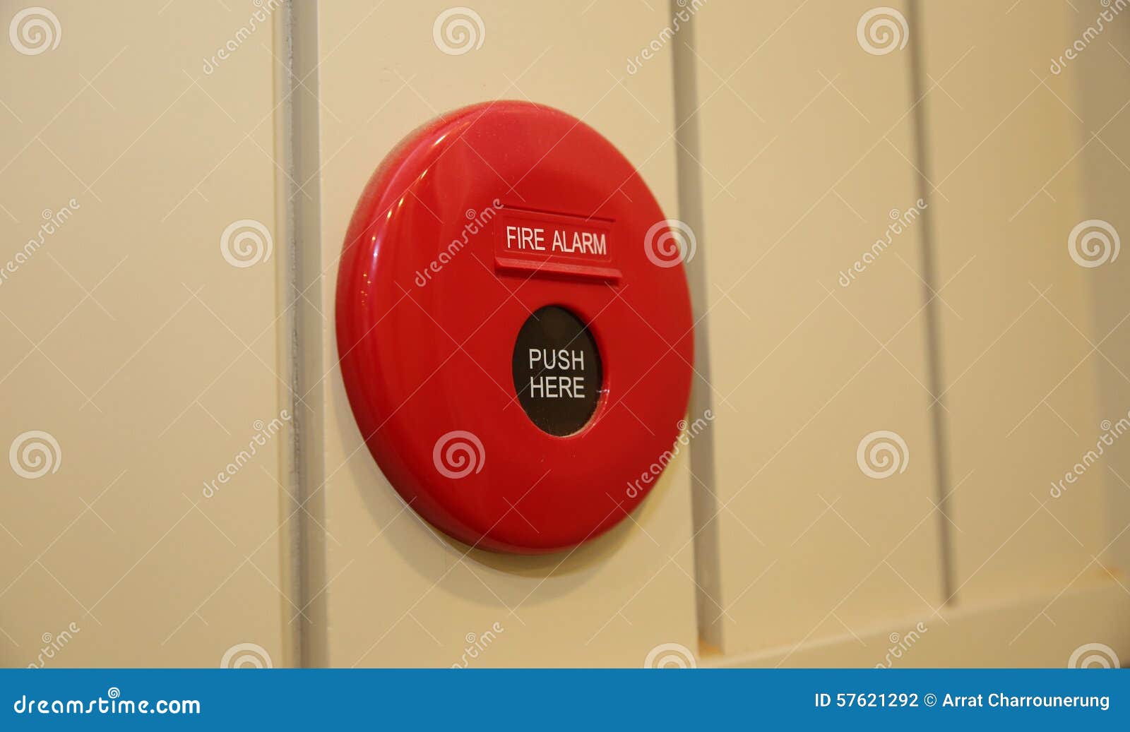 Red Fire Alarm Bell on Wood Wall Stock Photo - Image of rescue, danger ...