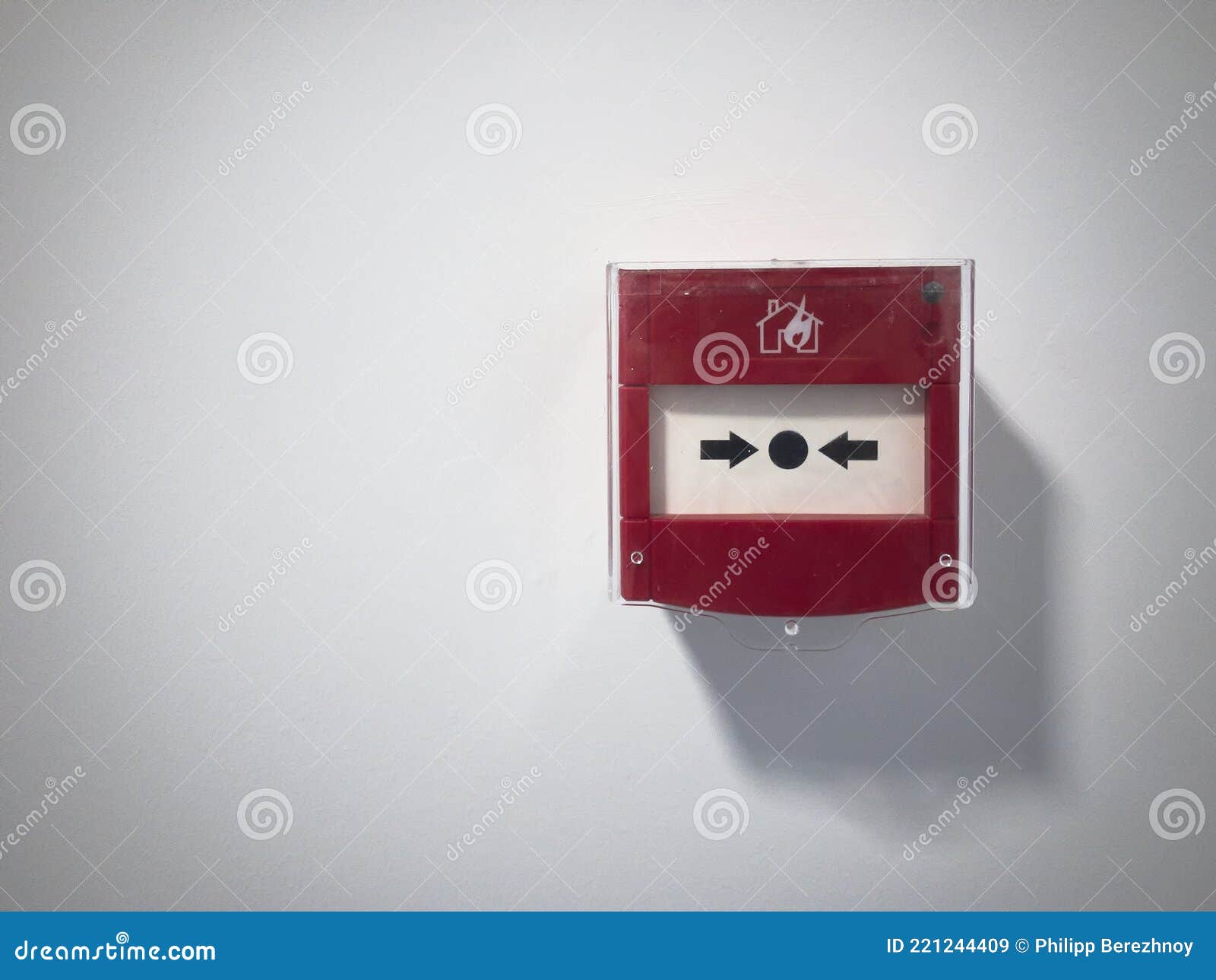 Red Fire Alarm Button Against Blank White Wall Stock Image - Image of ...
