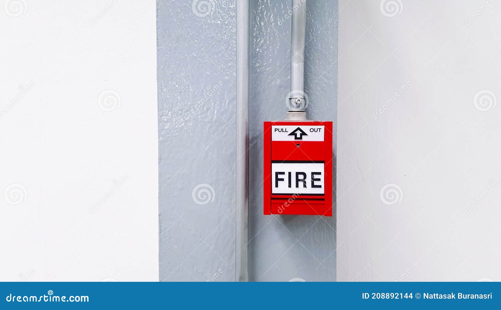 Red Fire Alarm Button for Pull Out in Emergency Case Happen Installed ...