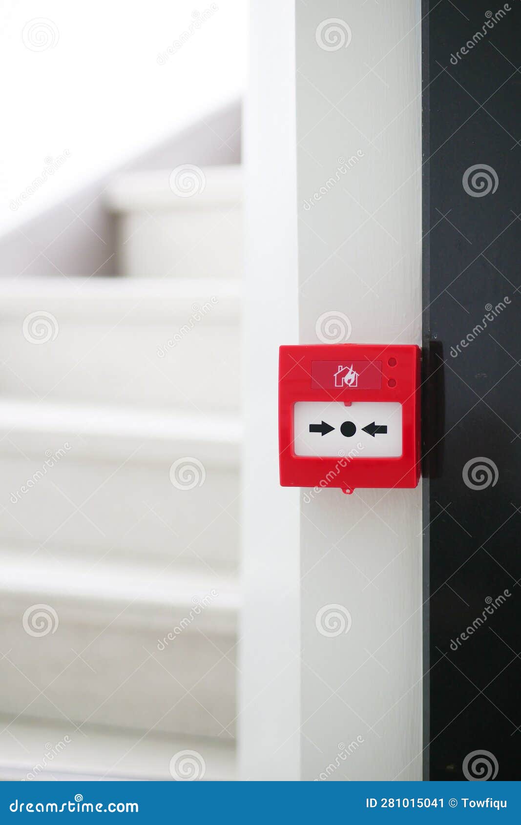 Red Fire Alarm Button on Wall , Stock Image - Image of security, push ...