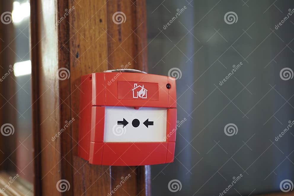 Red Fire Alarm Button on Wall , Stock Image - Image of buttons, sound ...