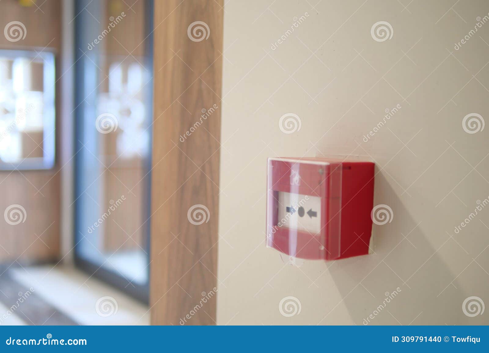 Red Fire Alarm Button on Wall , Stock Photo - Image of service ...