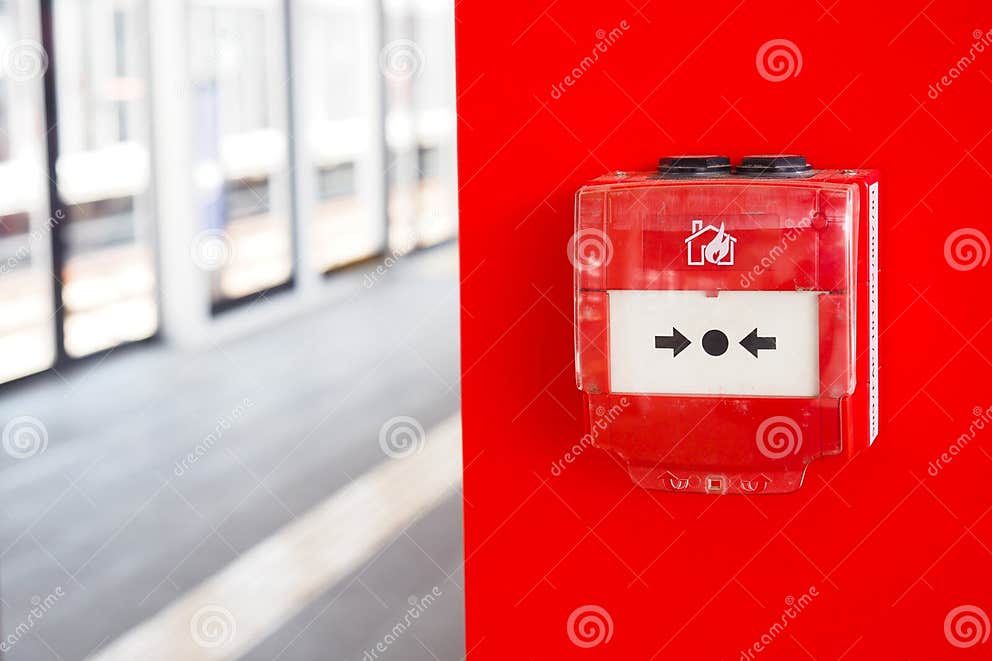 Red Fire Alarm Button on Wall , Stock Image - Image of safe, control ...