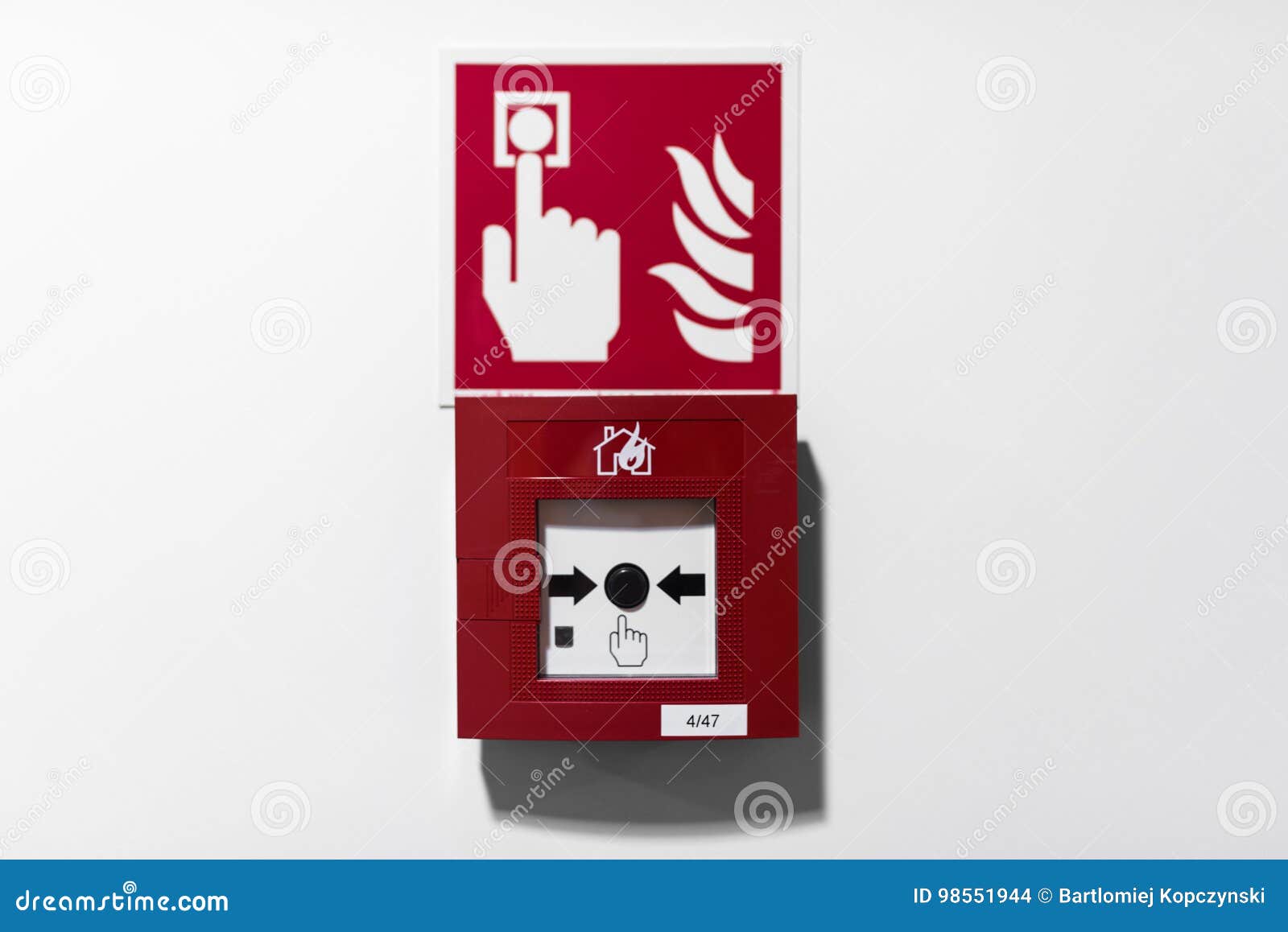 Red Fire alarm button stock photo. Image of emergency - 98551944