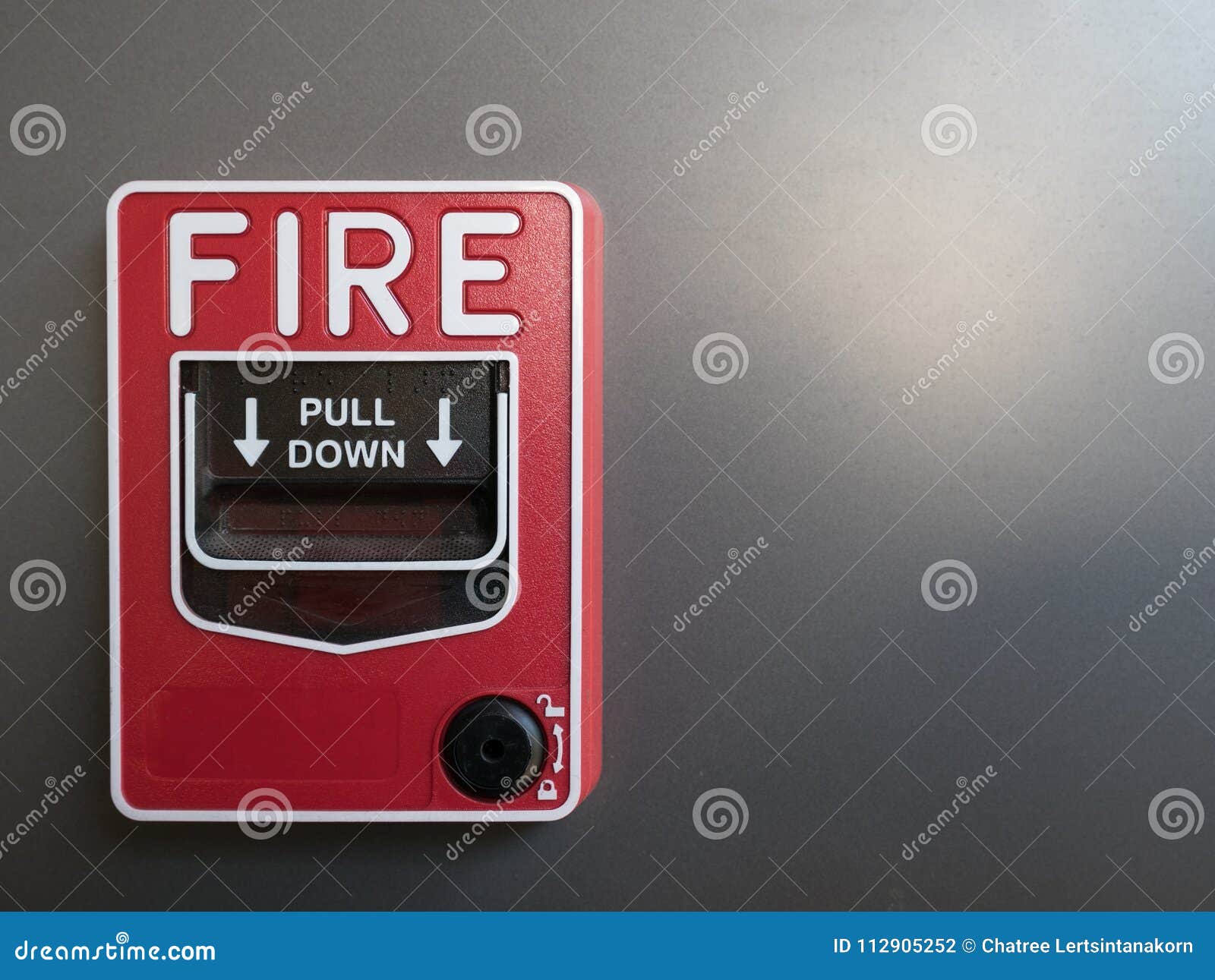Red Fire Alarm on Gray Background Stock Photo - Image of handle, defend ...