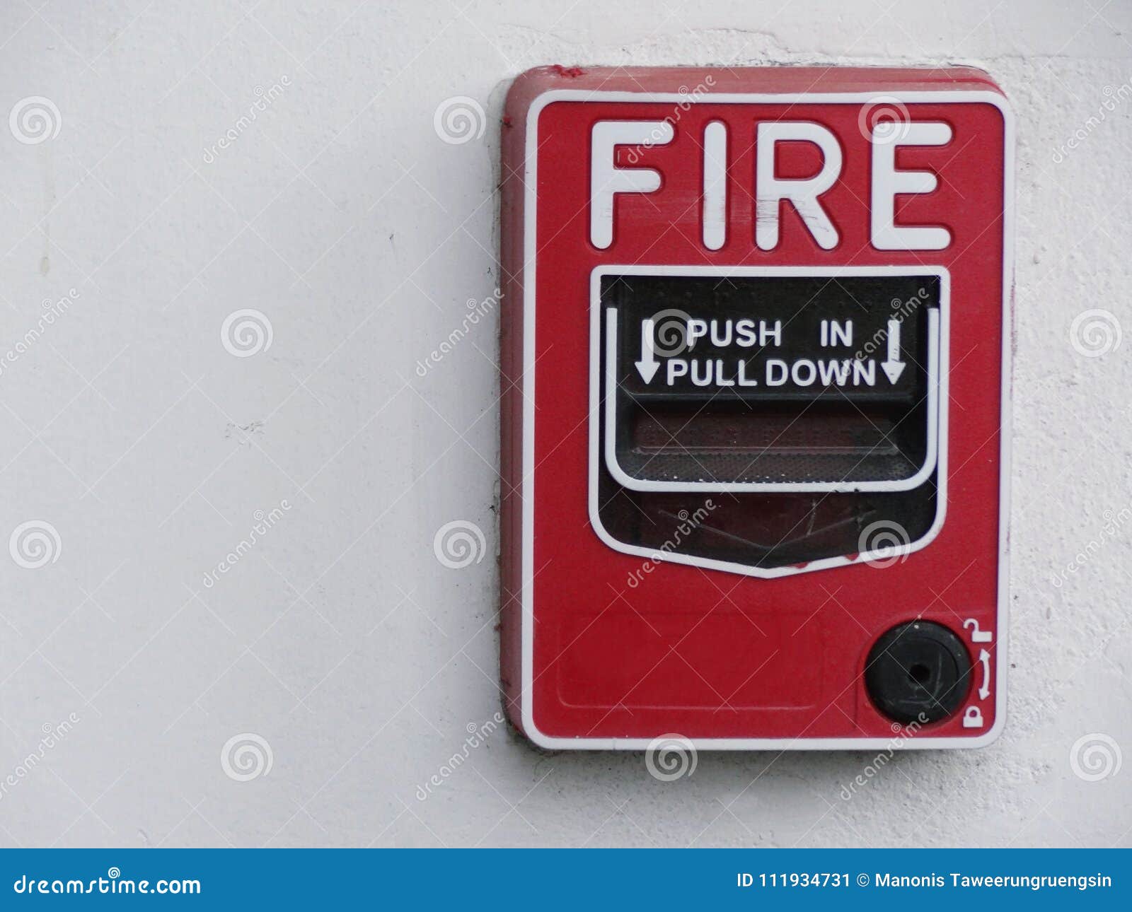Red Fire Alarm Pull Station Install on White Wall Stock Image - Image ...