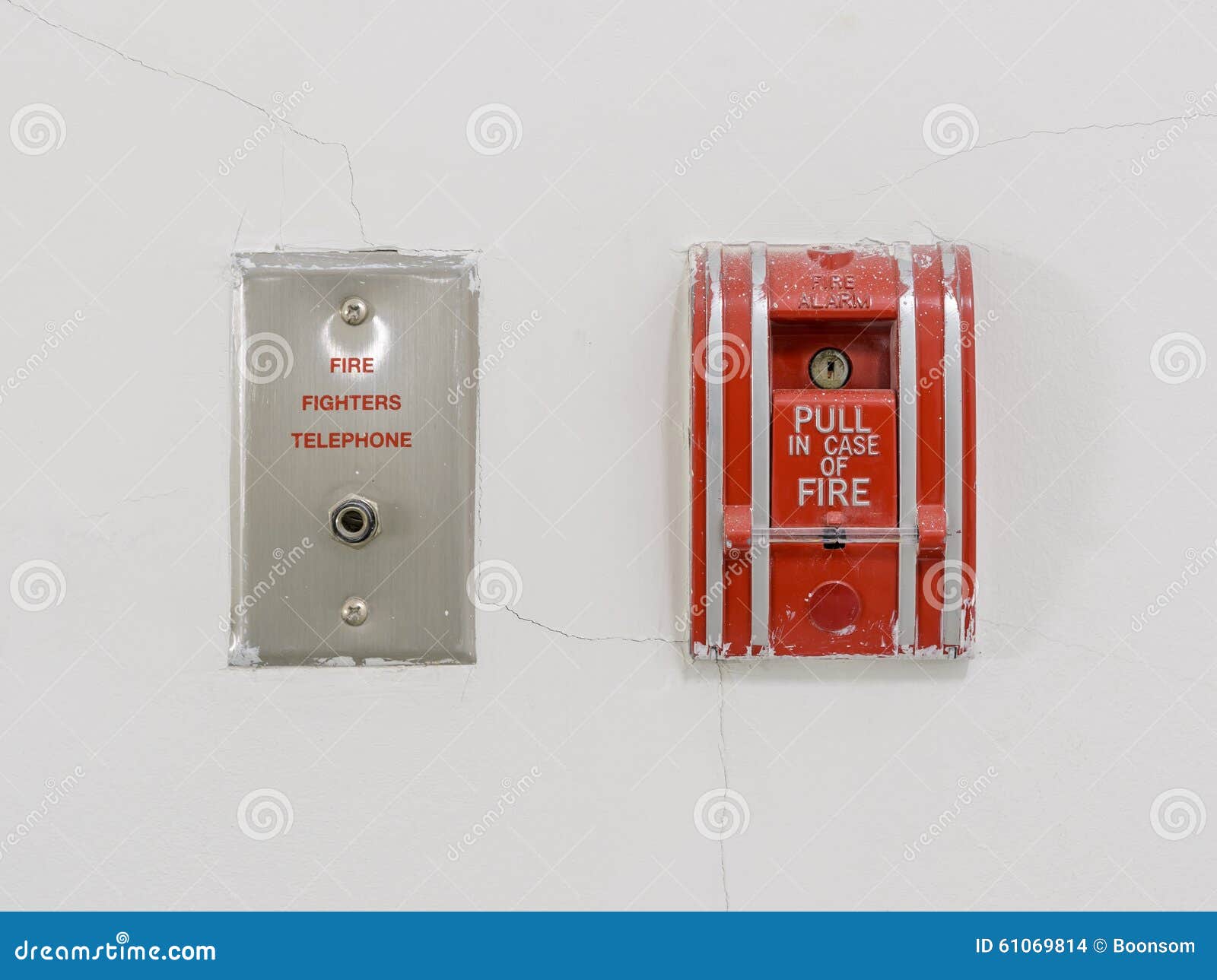 Red Fire Alarm Pull Station on Wall Stock Photo - Image of control ...