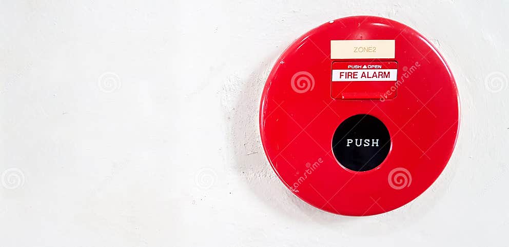 Red Fire Alarm Push Button Mount on the White Wall Stock Image - Image ...