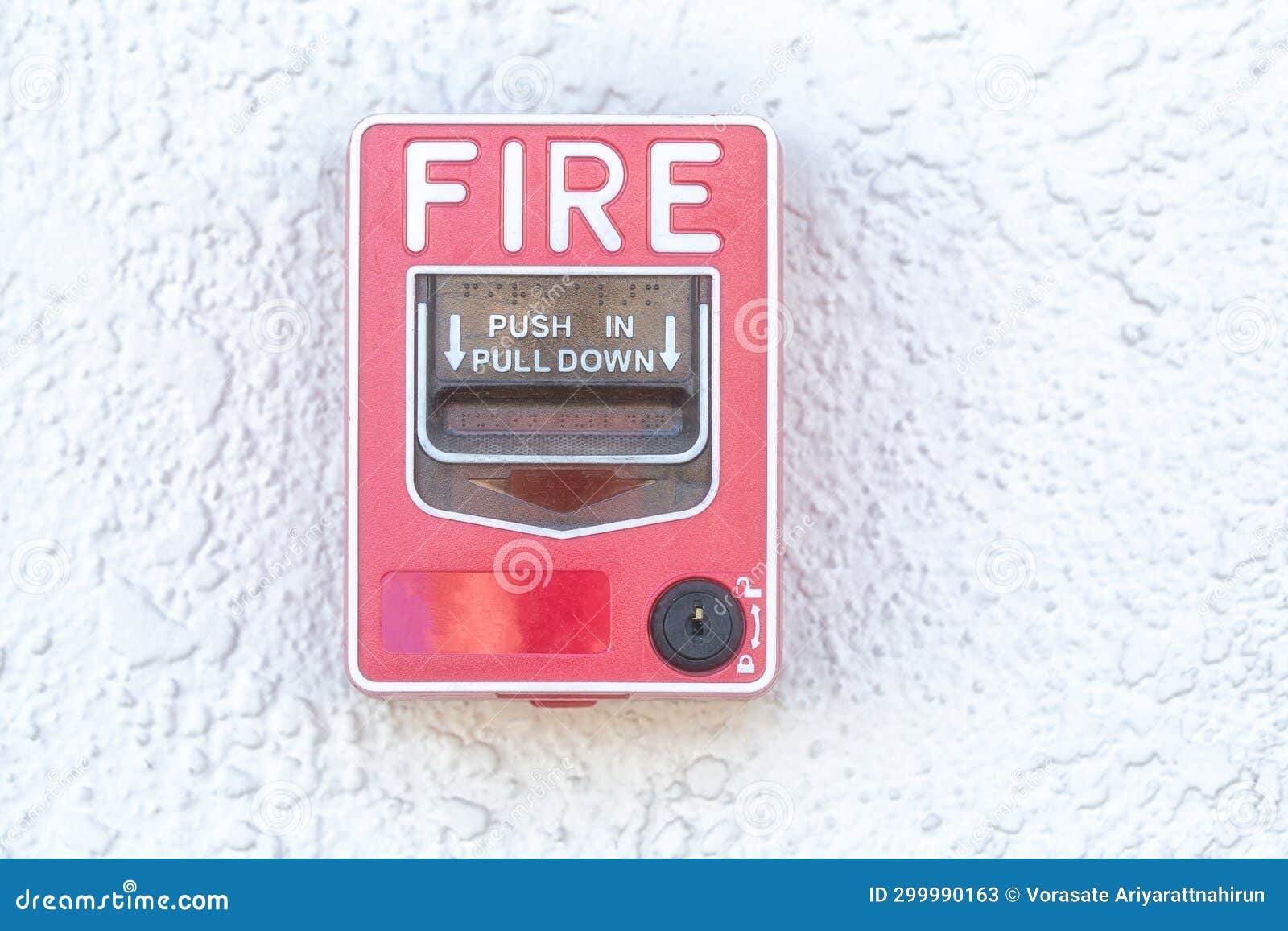 Red Fire Alarm Switch at Cement Wall Stock Image - Image of wall ...
