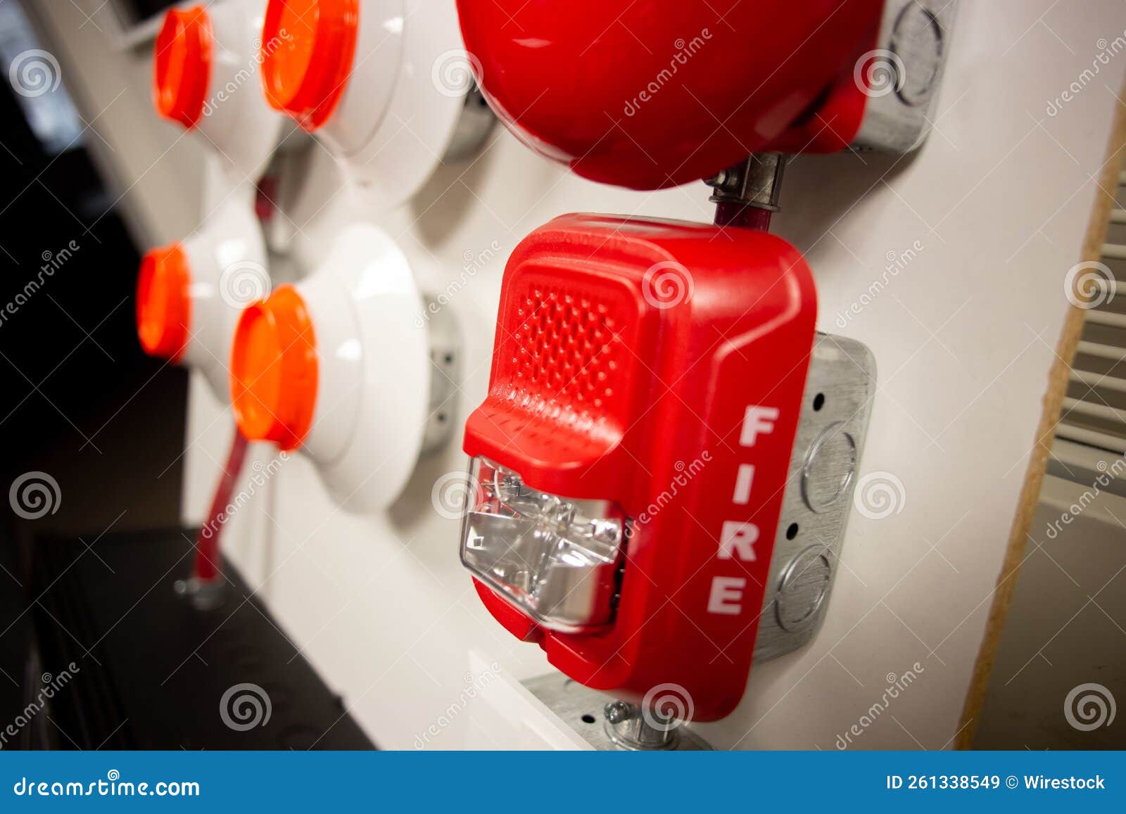 Red Fire Alarm System Sensor Stock Image - Image of danger, tool: 261338549