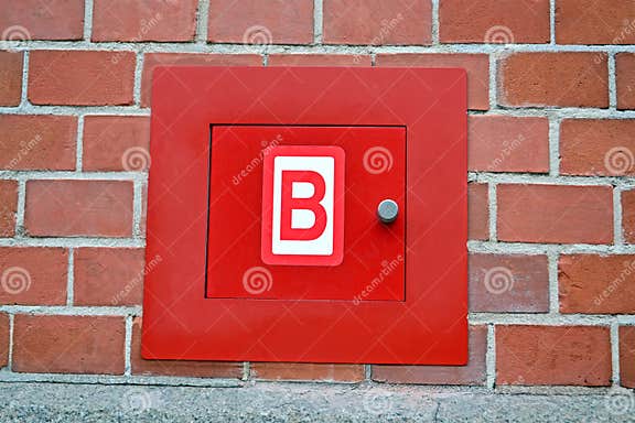 Red Fire Box for Hydrant, Red Brick Wall, Modern Security, Stock Image ...