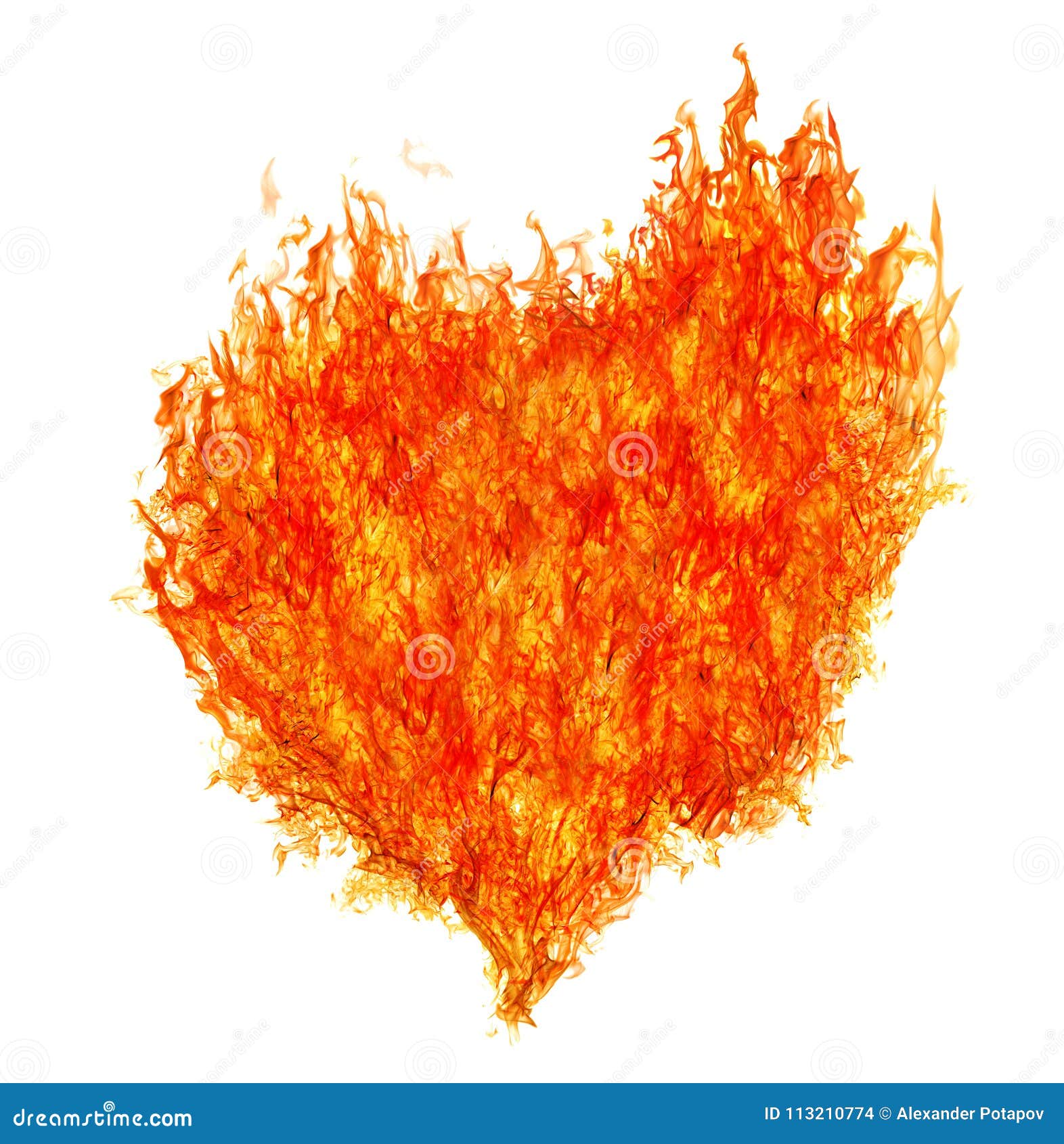 Red Fire Bright Heart on White Stock Illustration - Illustration of ...