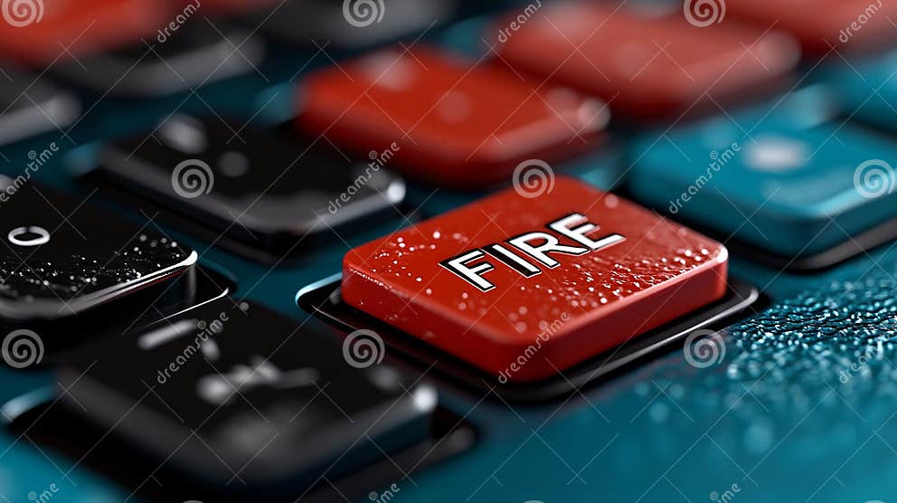 A Red Fire Button on a Computer Keyboard Stock Photo - Image of ...
