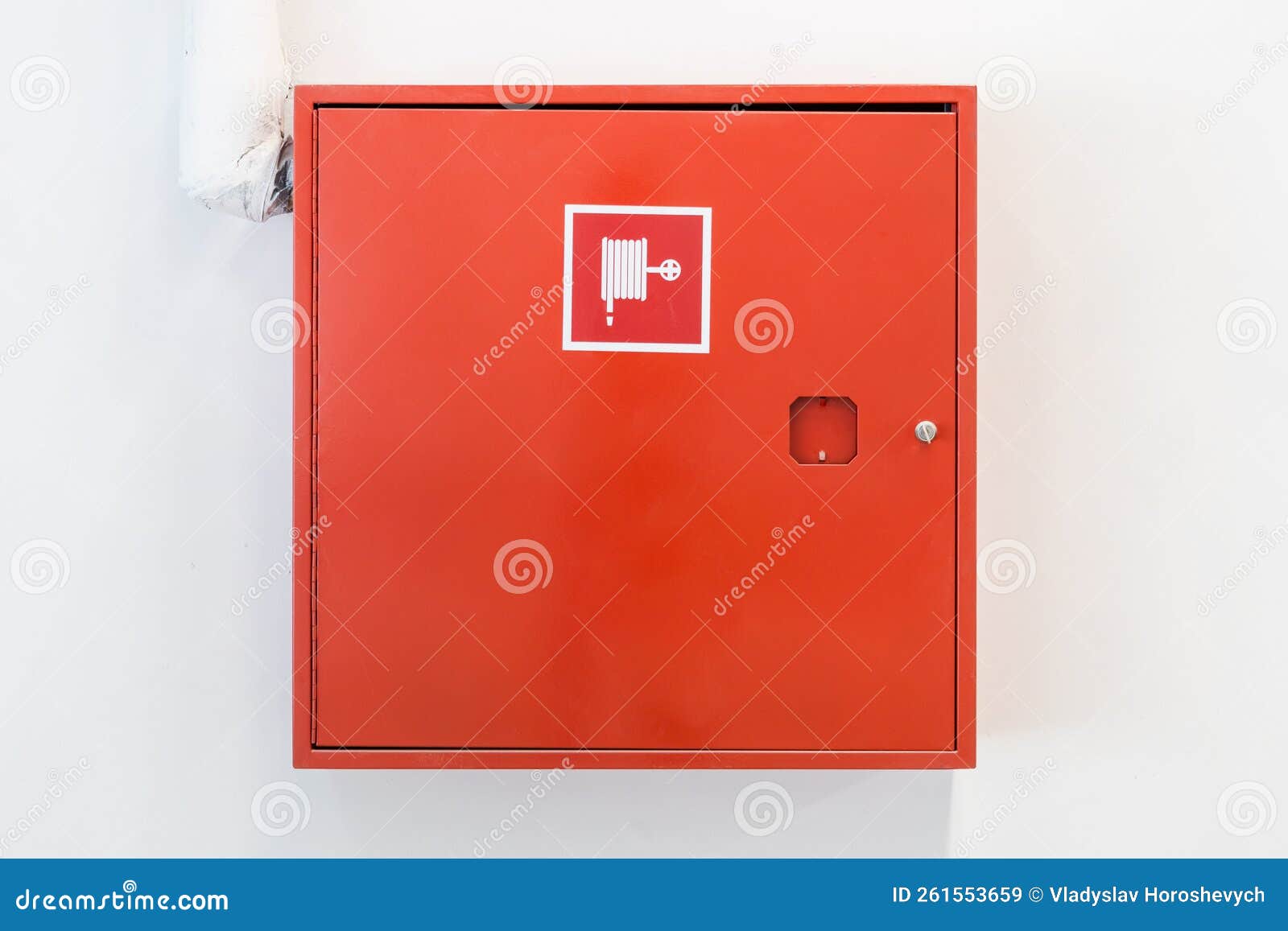 Red Fire Cabinet with Hydrant, on a White Wall, Security System Stock ...