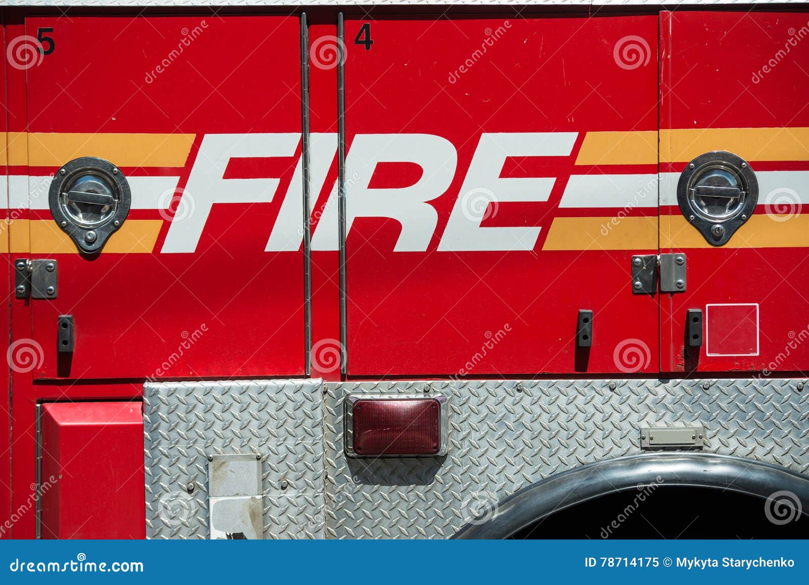 Red Fire Department Truck on Duty Stock Image - Image of city, light ...
