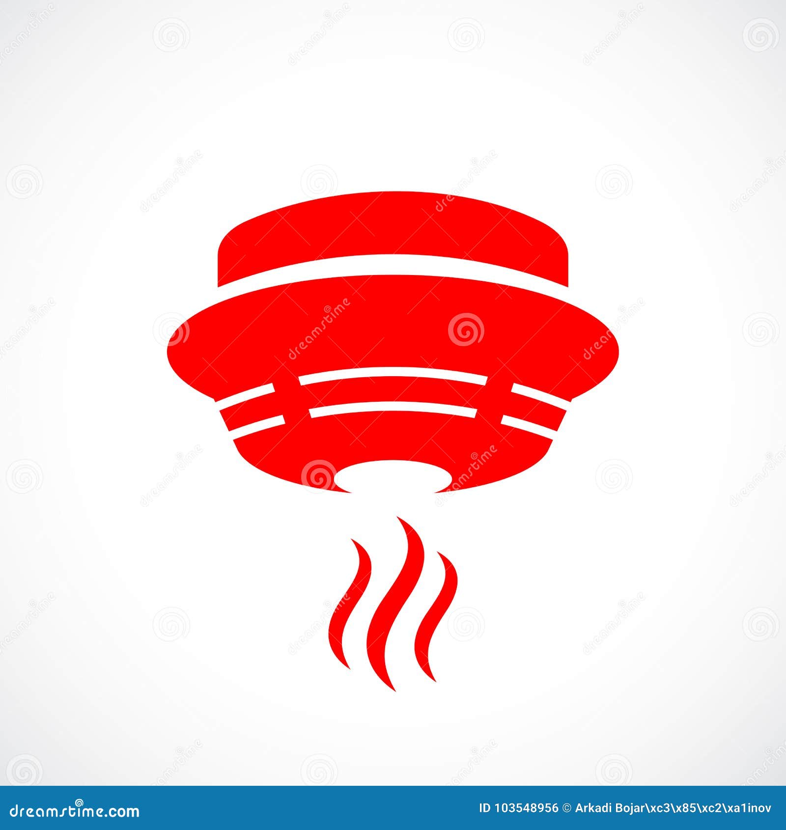 Red fire detector icon stock vector. Illustration of indoor - 103548956