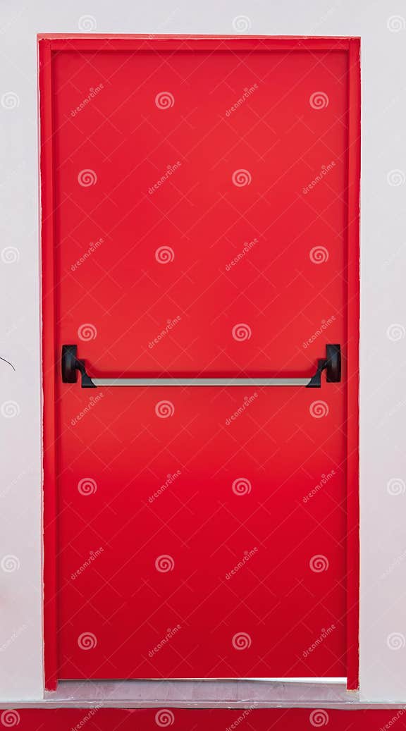 Red Fire Door stock photo. Image of handle, safety, insulated - 194437276
