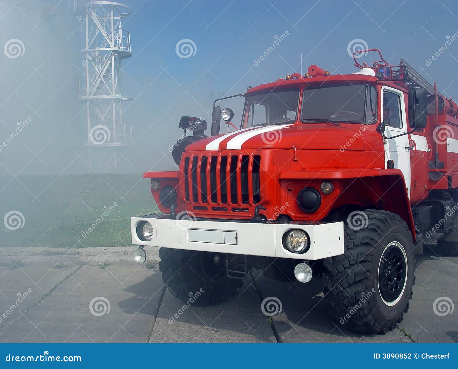 Red fire engine stock photo. Image of explosion, froth - 3090852