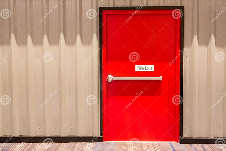 Red fire exit door stock photo. Image of protection, safety - 66131246