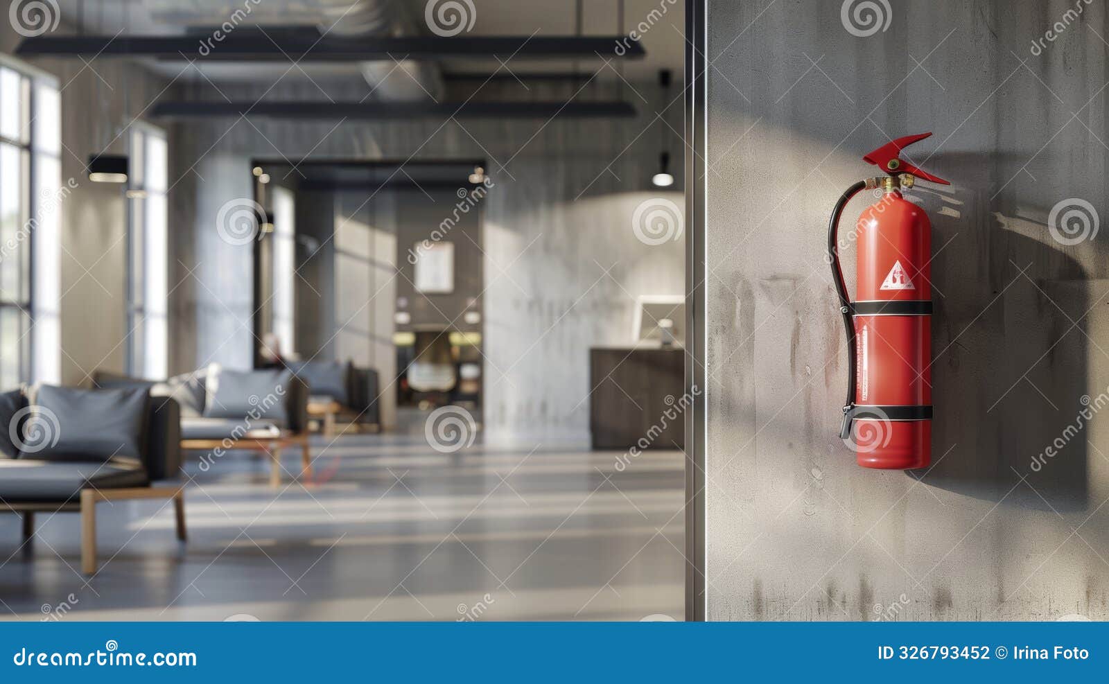 Red Fire Extinguisher on the Wall in a Room. Stock Photo - Image of ...