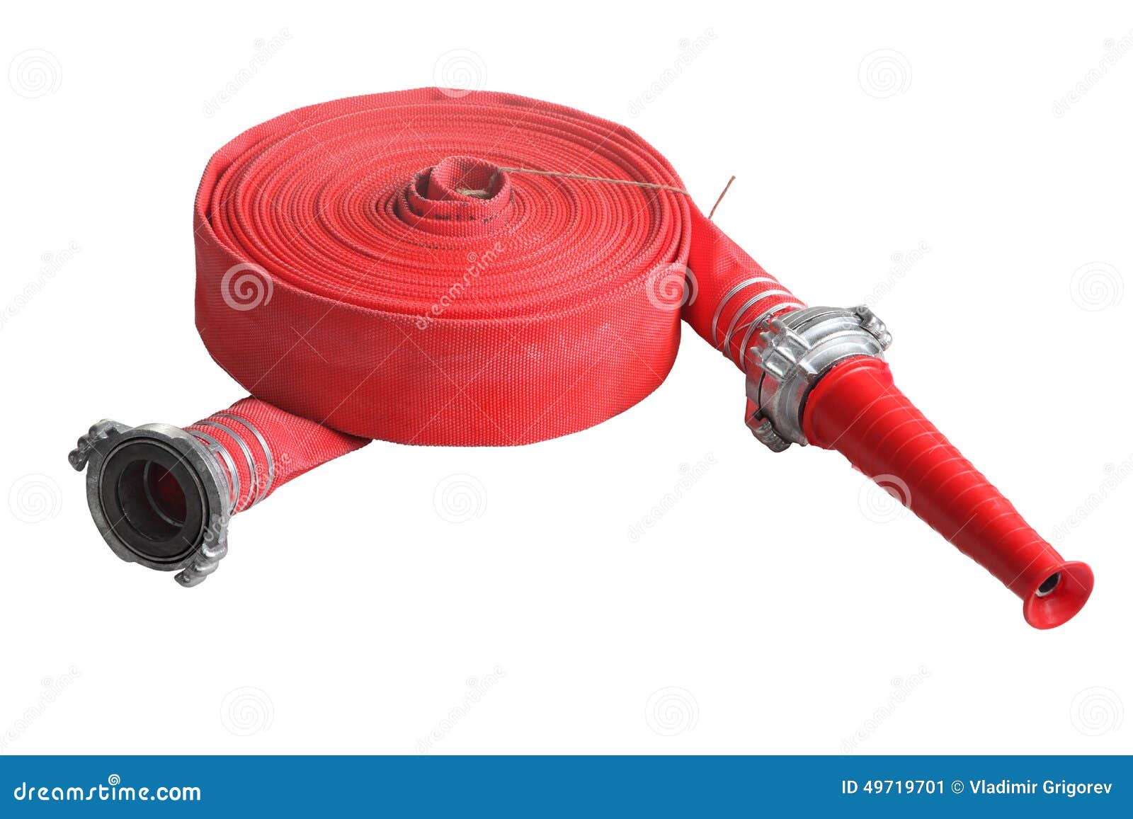 Red Fire Fighting Hose Soft Pipe, Isolated on White Background. Stock ...