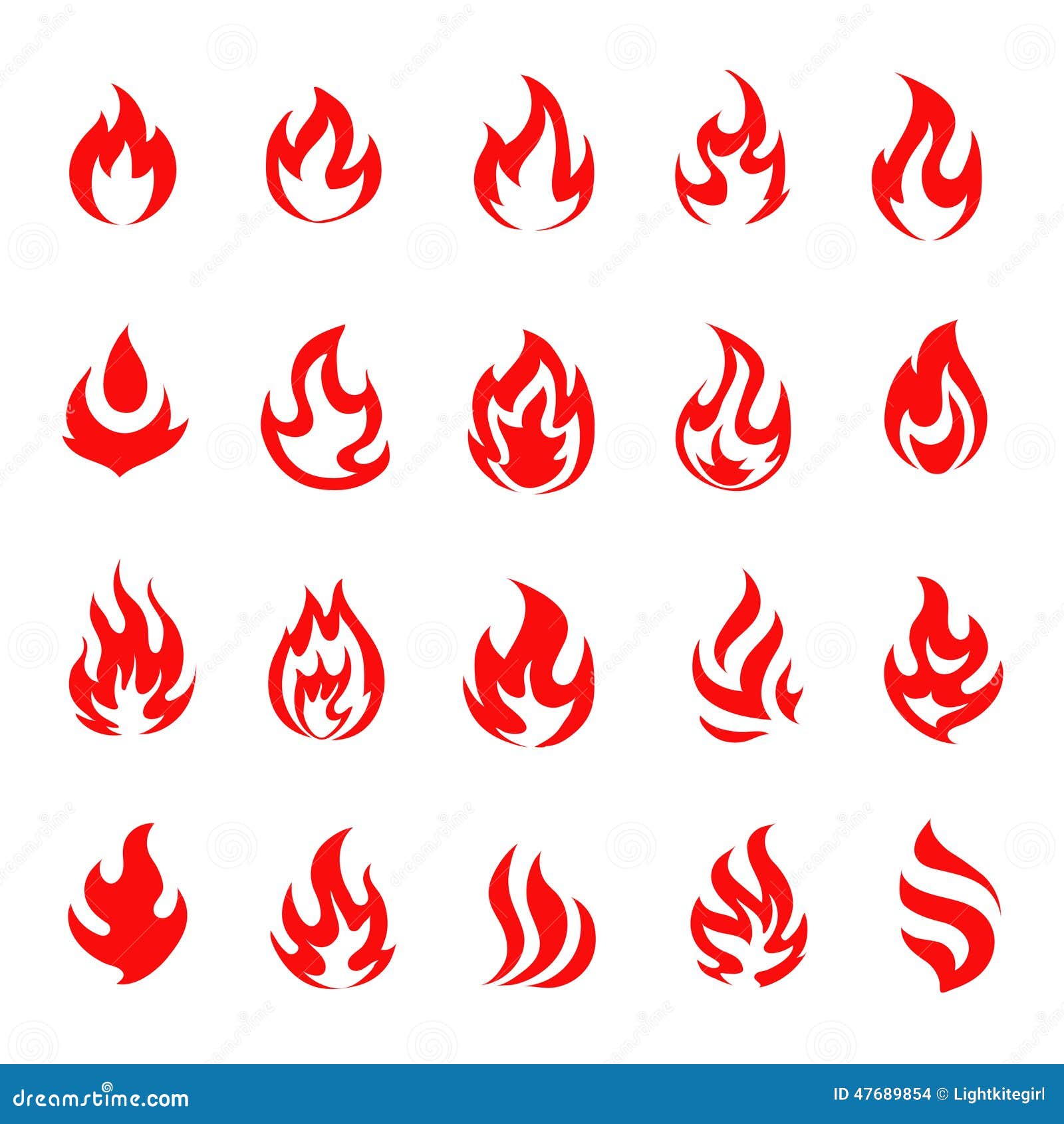 Red Fire Flame Icons and Pictograms Set Stock Vector - Illustration of ...