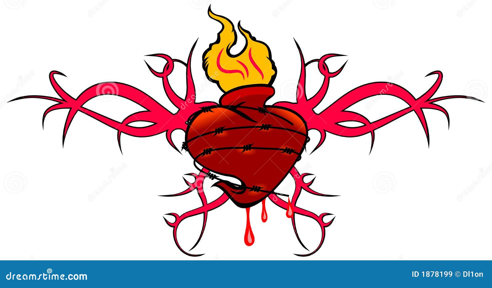 Red Fire Heart. stock vector. Illustration of shape, flame - 1878199