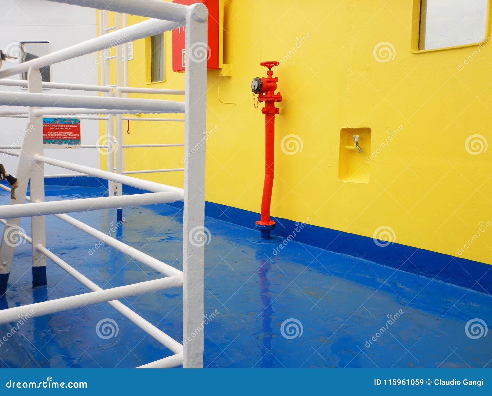 Red Fire Hose Connection on Ferry Boat Deck Stock Image - Image of fire ...